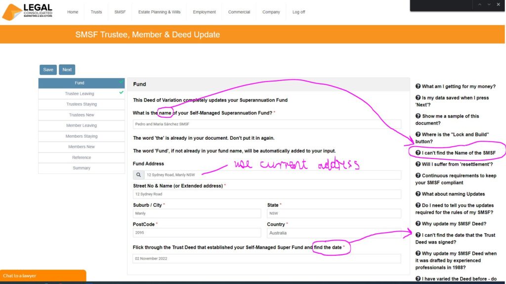 Update SMSF Deed for Trustee, Member & deed update - law firm website